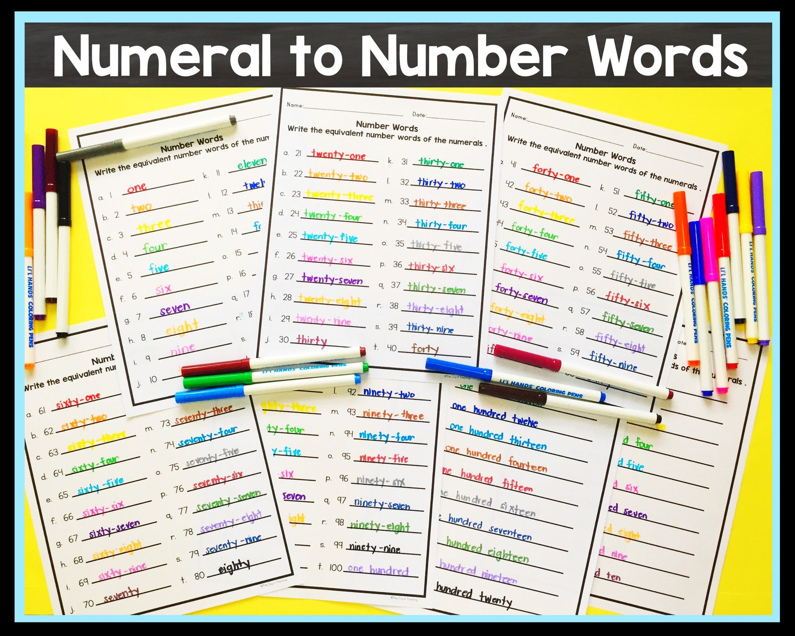 Number Words Numbers 1-120 Worksheet - Etsy