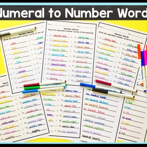 Number Words Numbers 1-120 Worksheet - Etsy