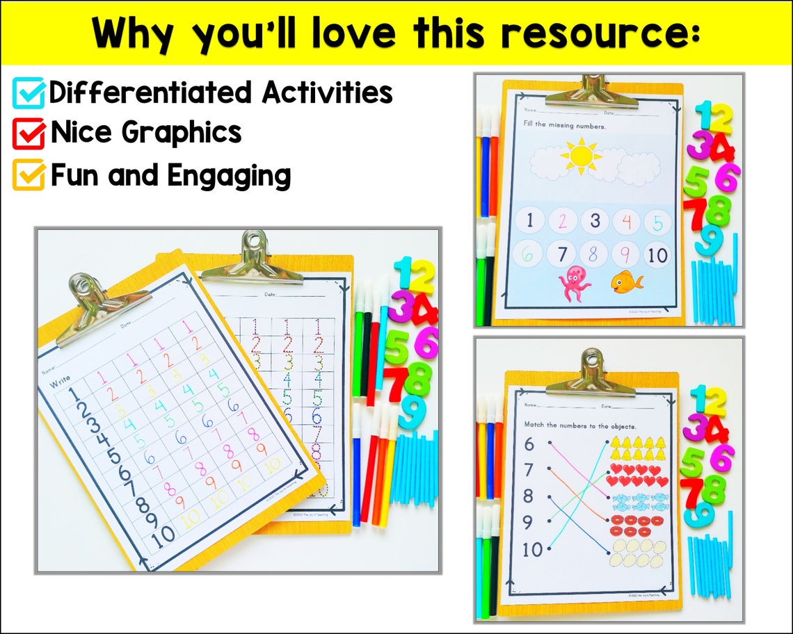 Numbers 1-10 Assessment Worksheet-numbers 1-10 Counting-numbers 1-10 ...