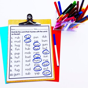 CVC Rhyming Words Worksheet - Etsy