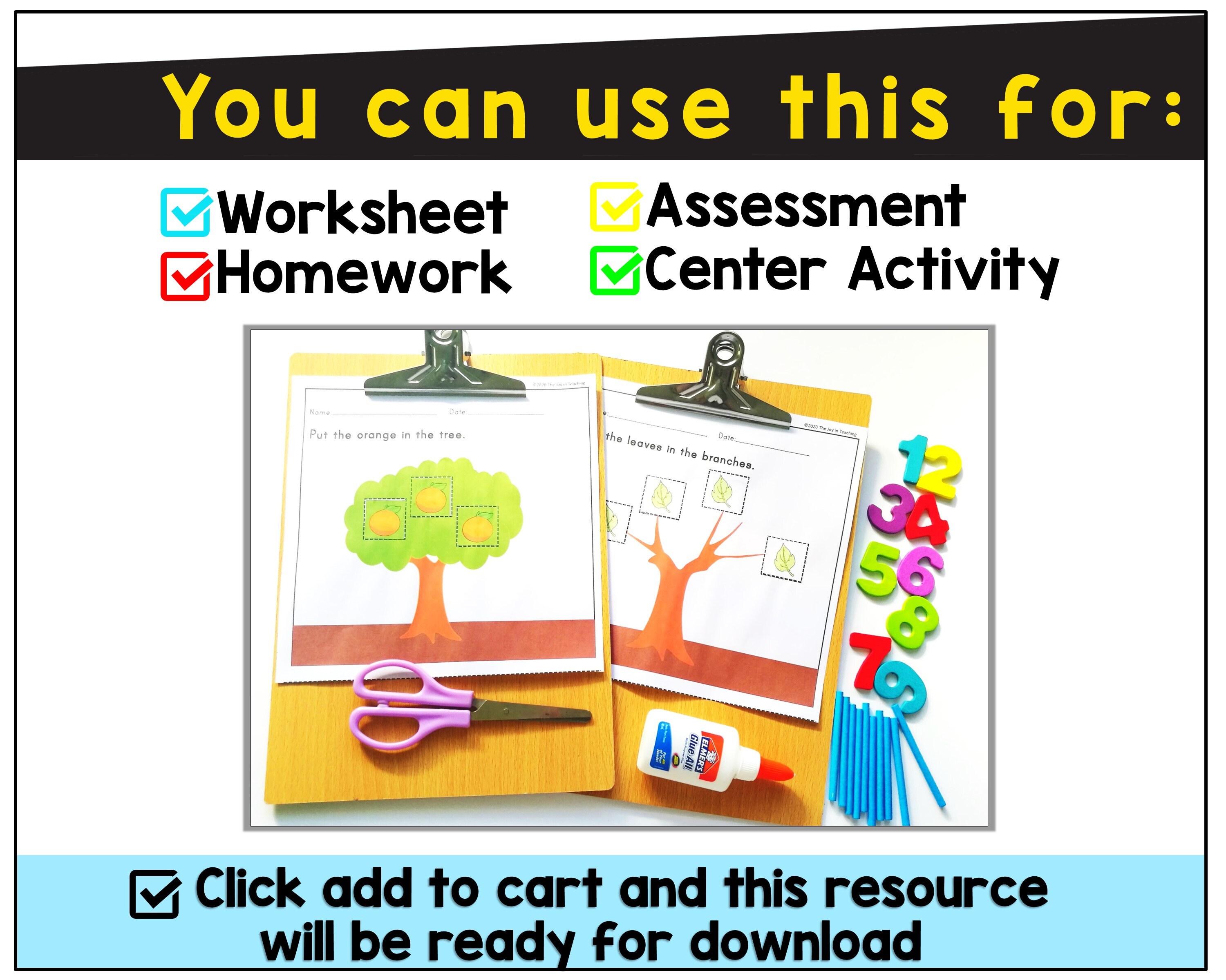 Numbers 1-10 Cut and Paste-number Counting Printable - Etsy