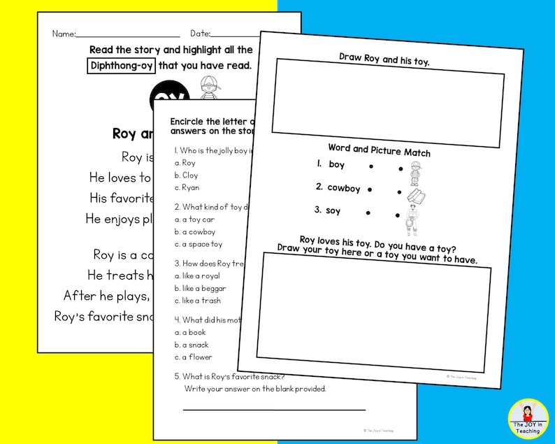 Diphthong Reading Comprehension Passage - Etsy