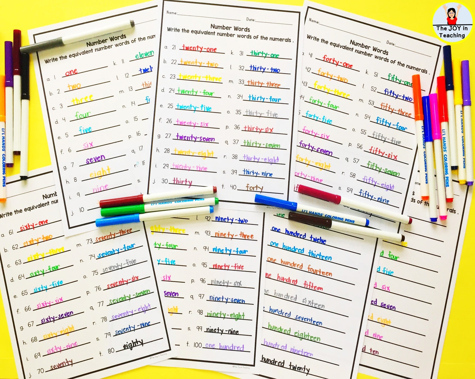 Number Words Numbers 1-120 Worksheet - Etsy