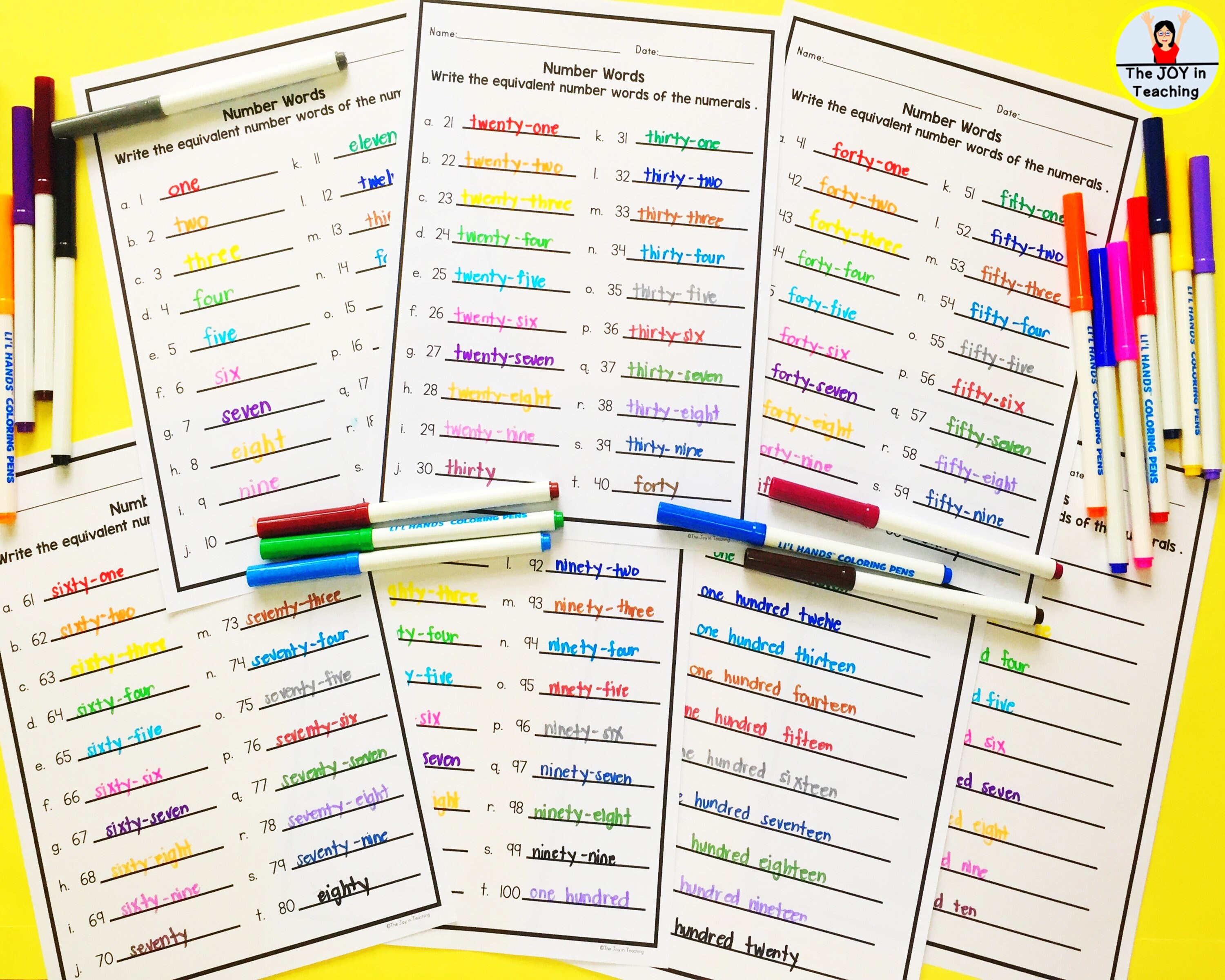 Number Words Numbers 1-120 Worksheet - Etsy