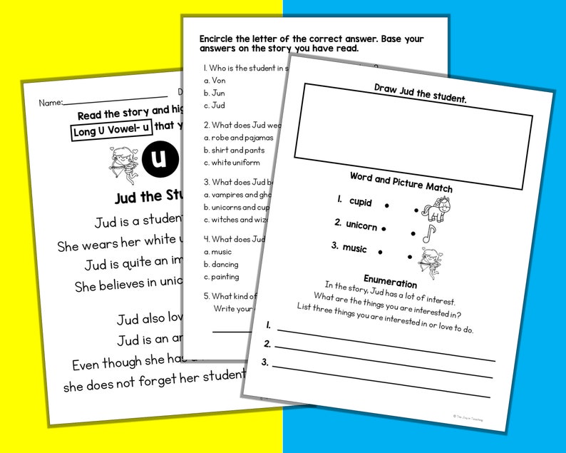 Long Vowel U Reading Comprehension Passage - Etsy