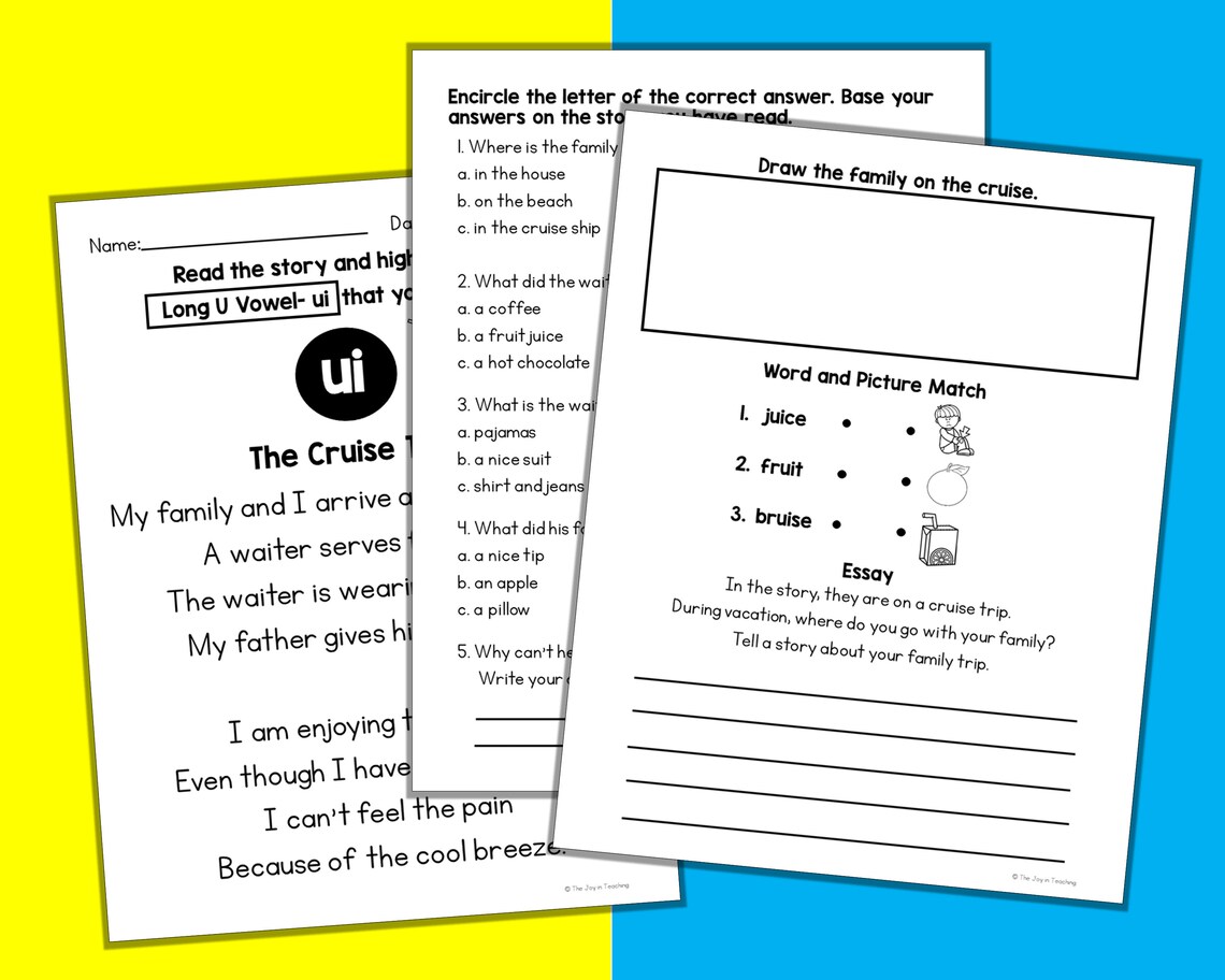 Long Vowel U Reading Comprehension Passage - Etsy