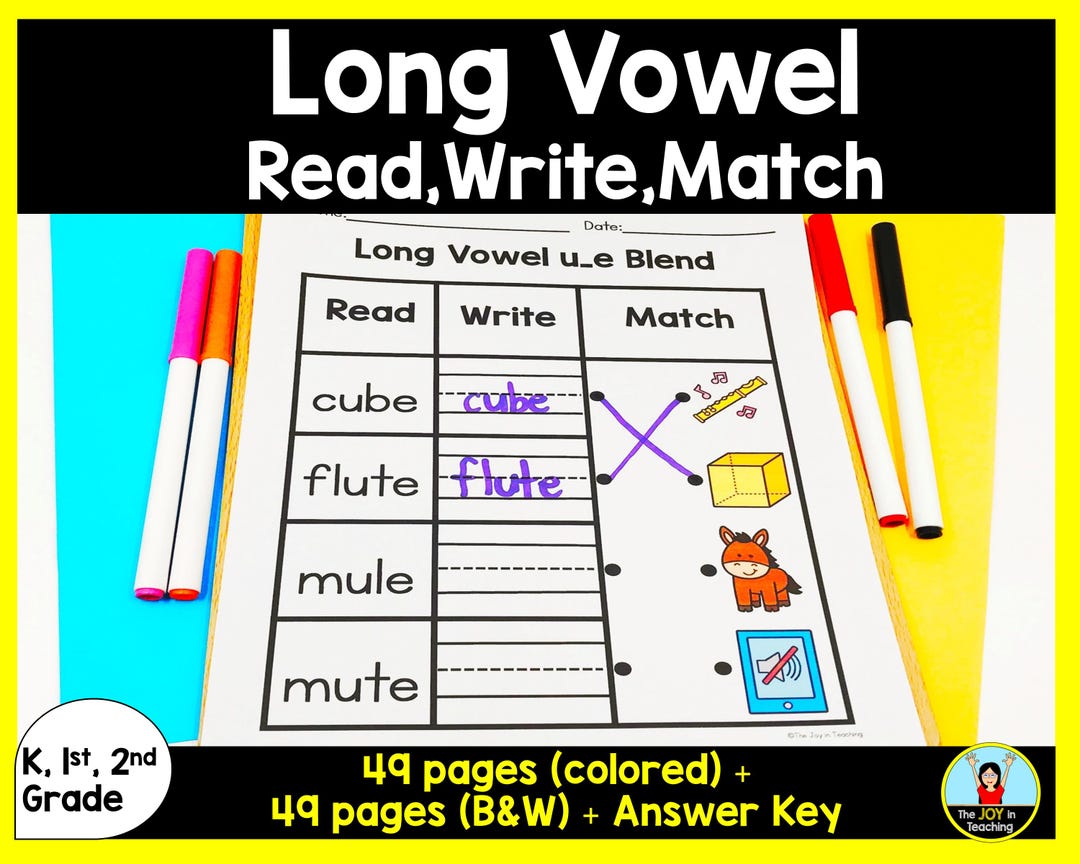 Long Vowel Read, Write and Match - Etsy