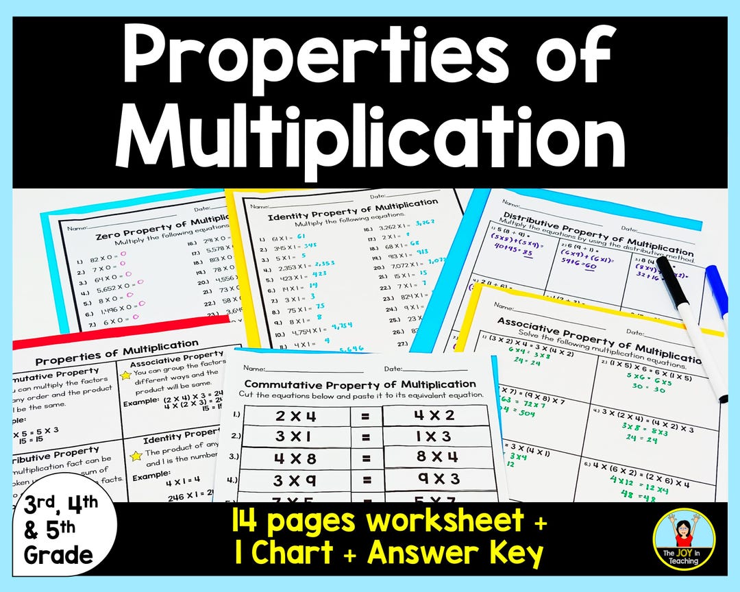 Properties of Multiplication Worksheet - Etsy