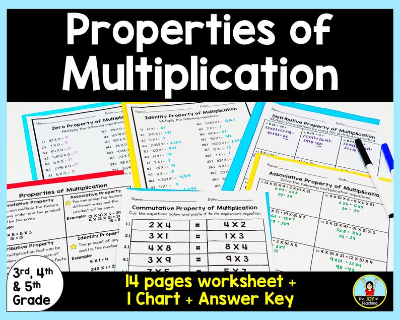 Properties of Multiplication Worksheet - Etsy