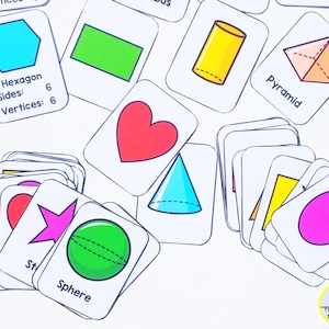 2D and 3D Shapes Flashcards - Etsy