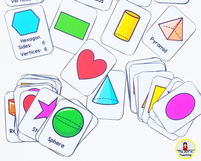 2D and 3D Shapes Flashcards - Etsy