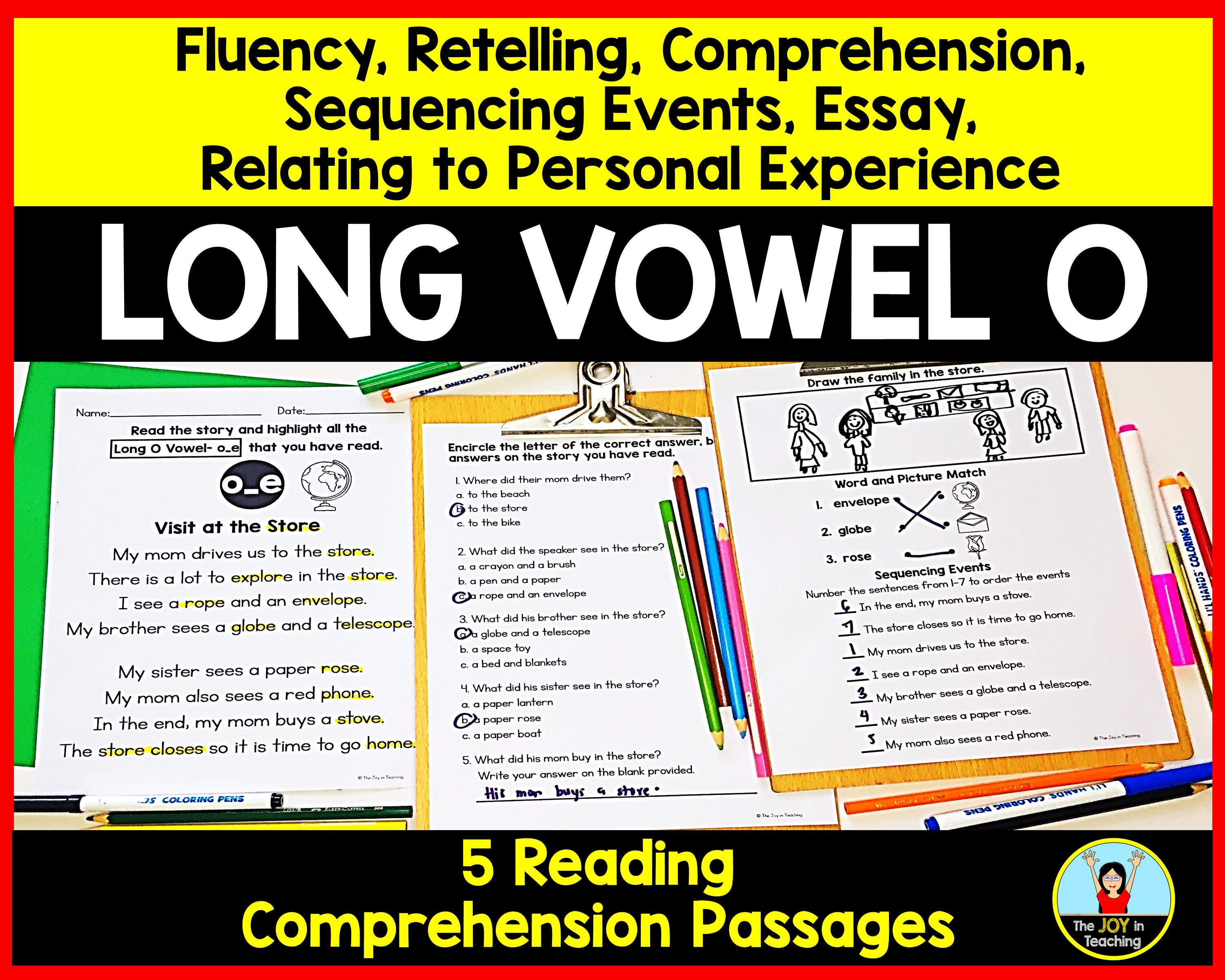 Long Vowel O Reading Comprehension Passage - Etsy
