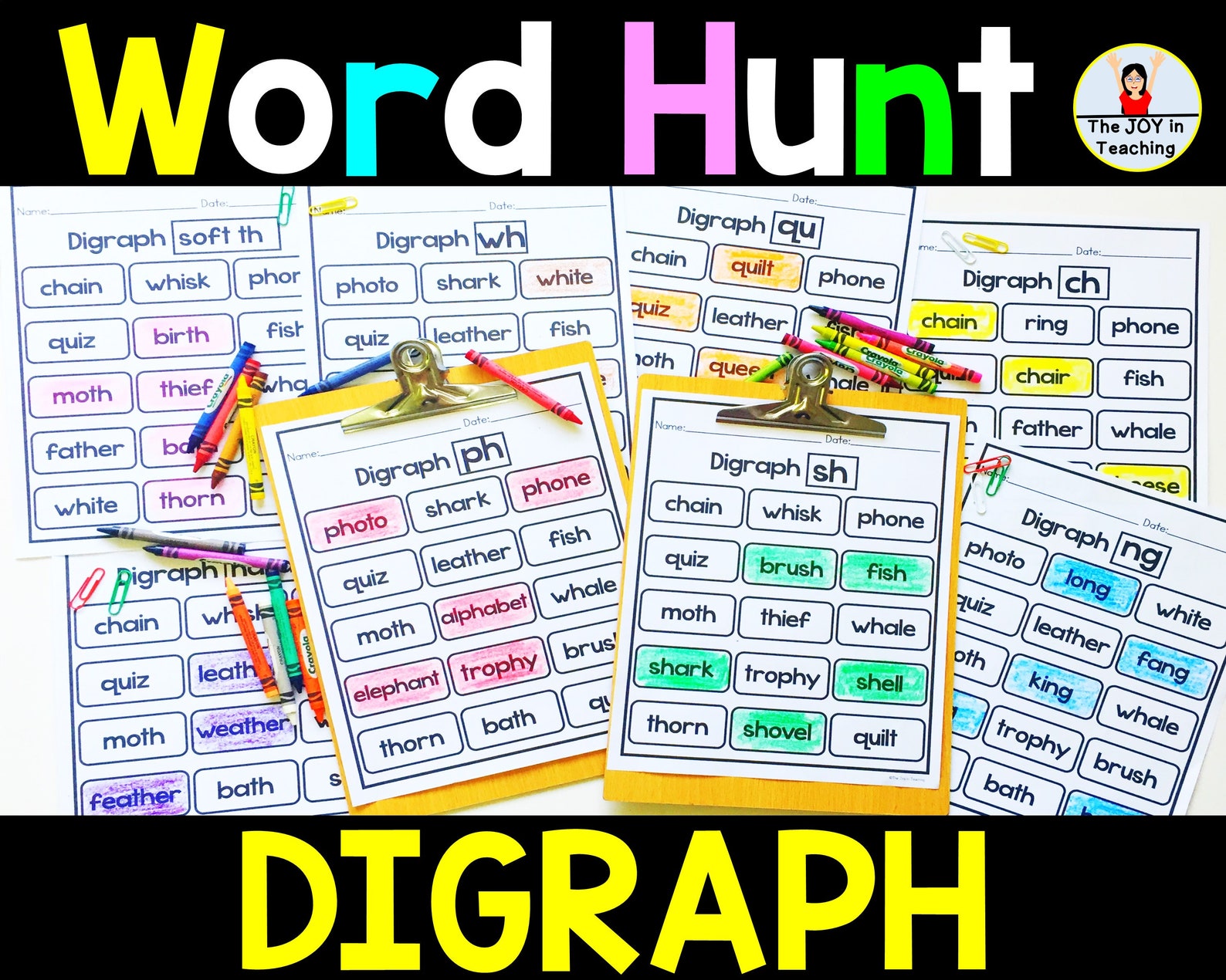 Digraph Word Hunt Worksheet - Etsy