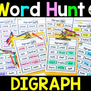 Digraph Word Hunt Worksheet - Etsy