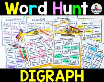 Digraph Word Hunt Worksheet - Etsy