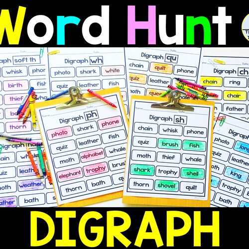 Digraph Word Hunt Worksheet - Etsy