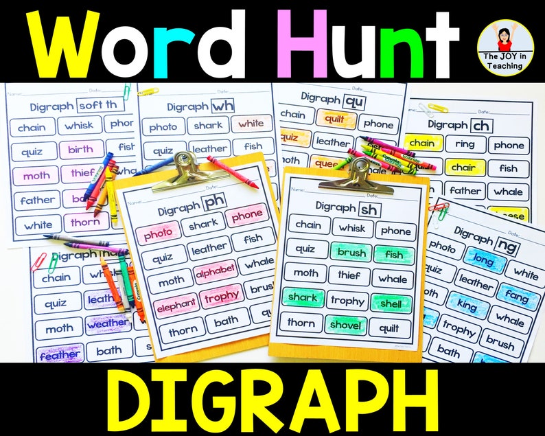 Digraph Word Hunt Worksheet - Etsy
