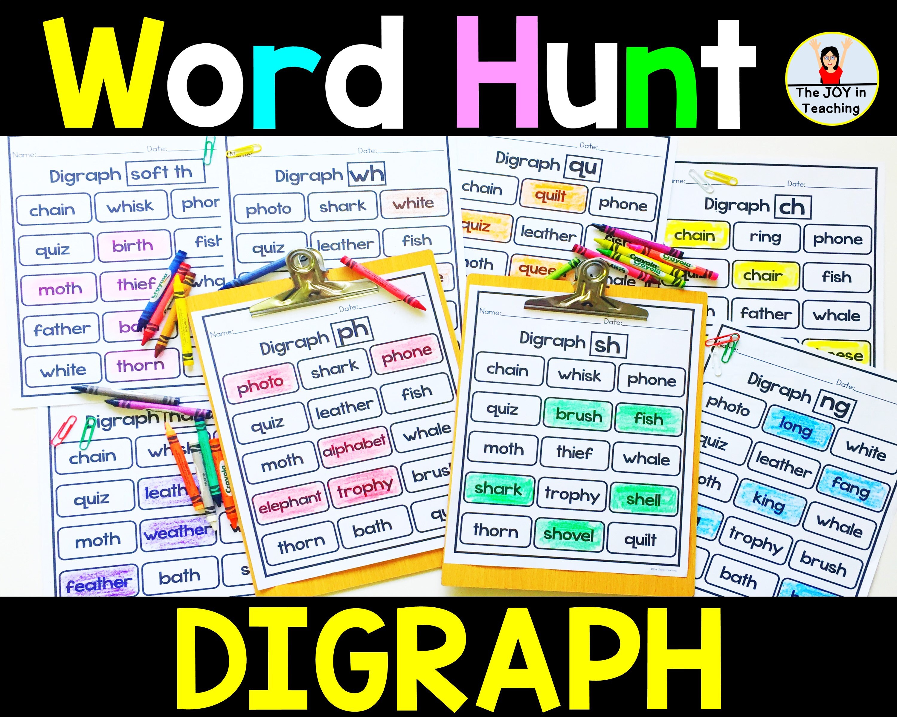 Digraph Word Hunt Worksheet - Etsy