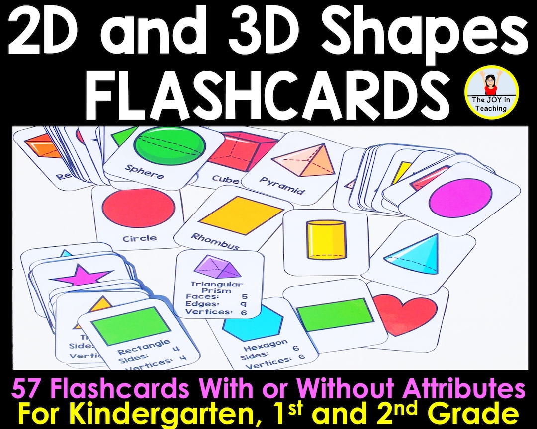 2D and 3D Shapes Flashcards - Etsy