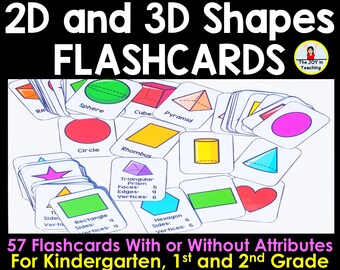 57 GEOMETRIC SHAPES Flashcards 2D & 3D Shapes Flashcards - Etsy