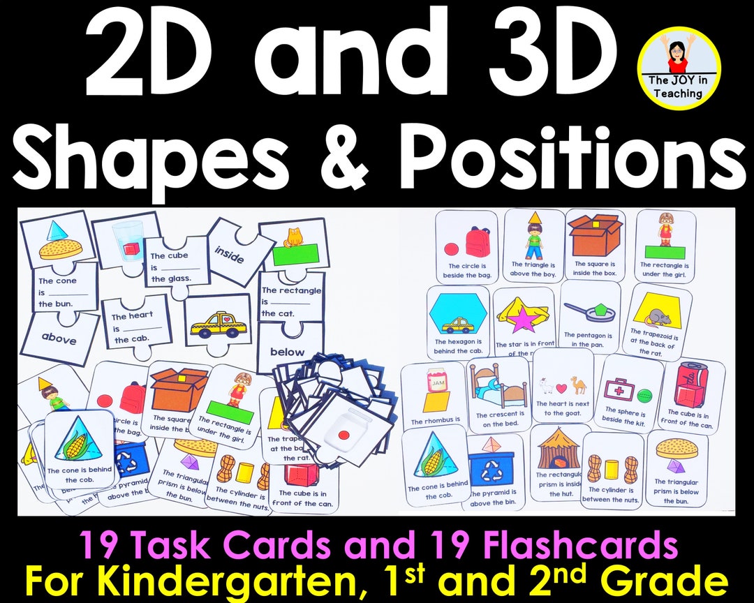 2D and 3D Shapes and Positions Task Cards - Etsy