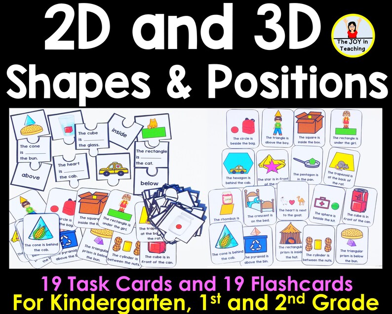 2D and 3D Shapes and Positions Task Cards - Etsy