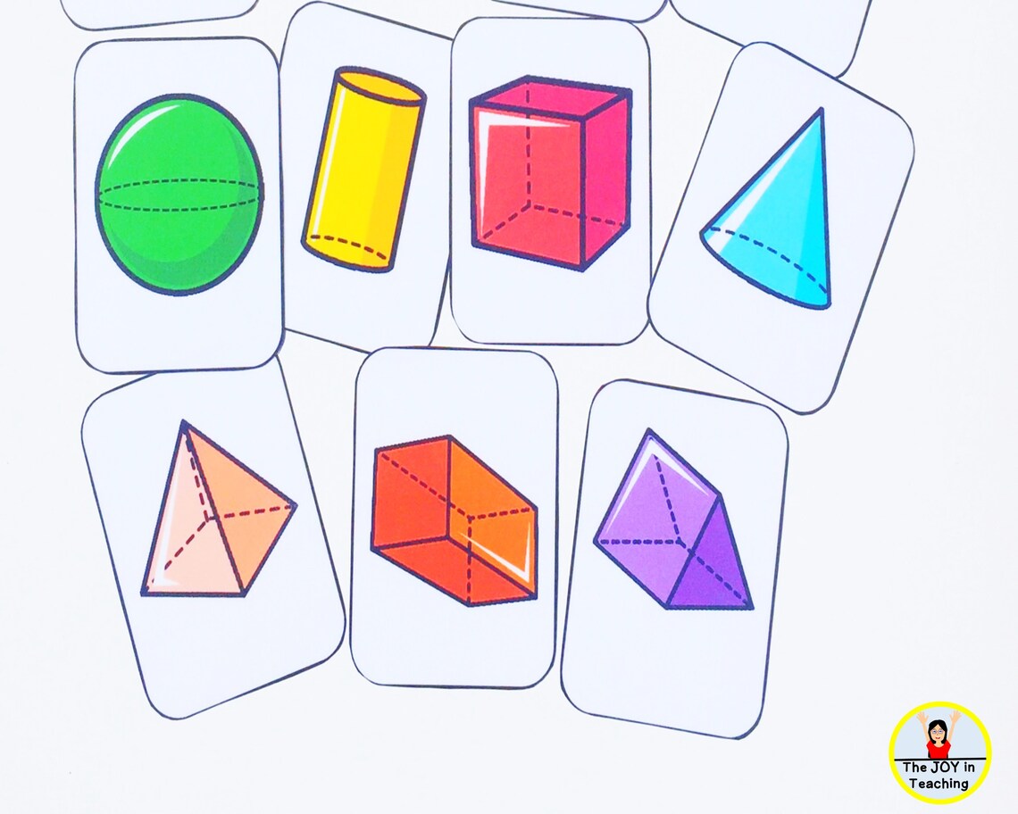 2D and 3D Shapes Flashcards - Etsy
