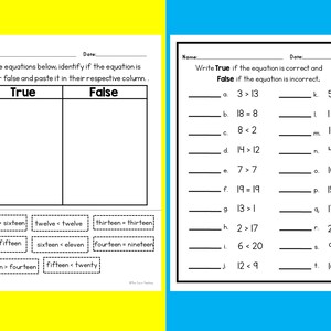 Comparing Numbers 0-20 Worksheet - Etsy