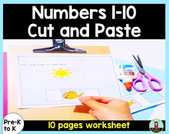 Number Matching Cut and Paste numbers 1 to 10 - Etsy