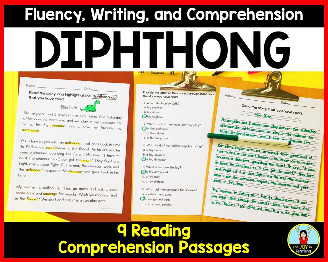 Diphthong Reading Comprehension Passage - Etsy