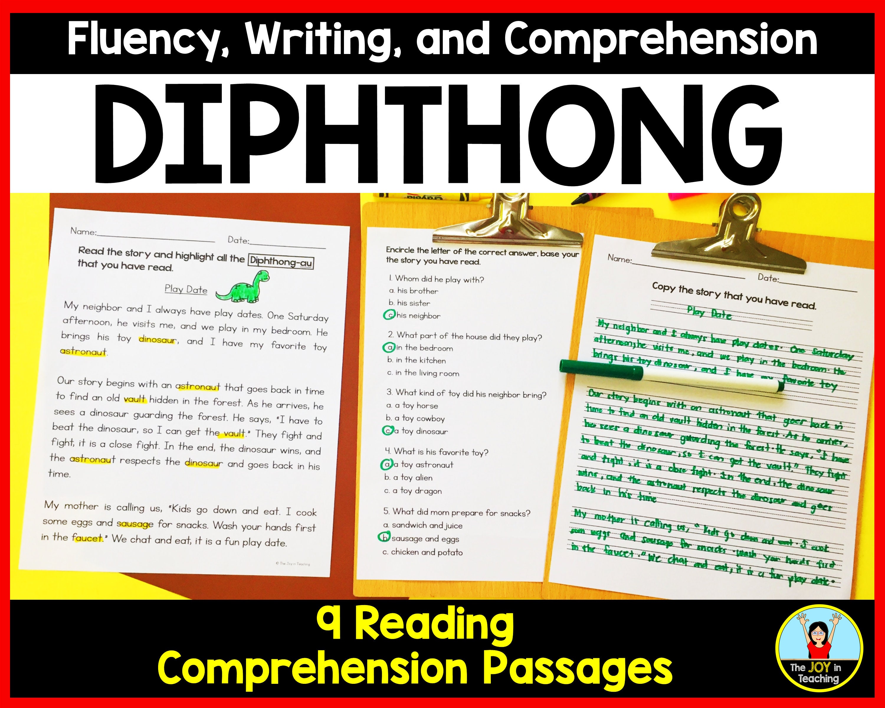 Diphthong Reading Comprehension Passage - Etsy