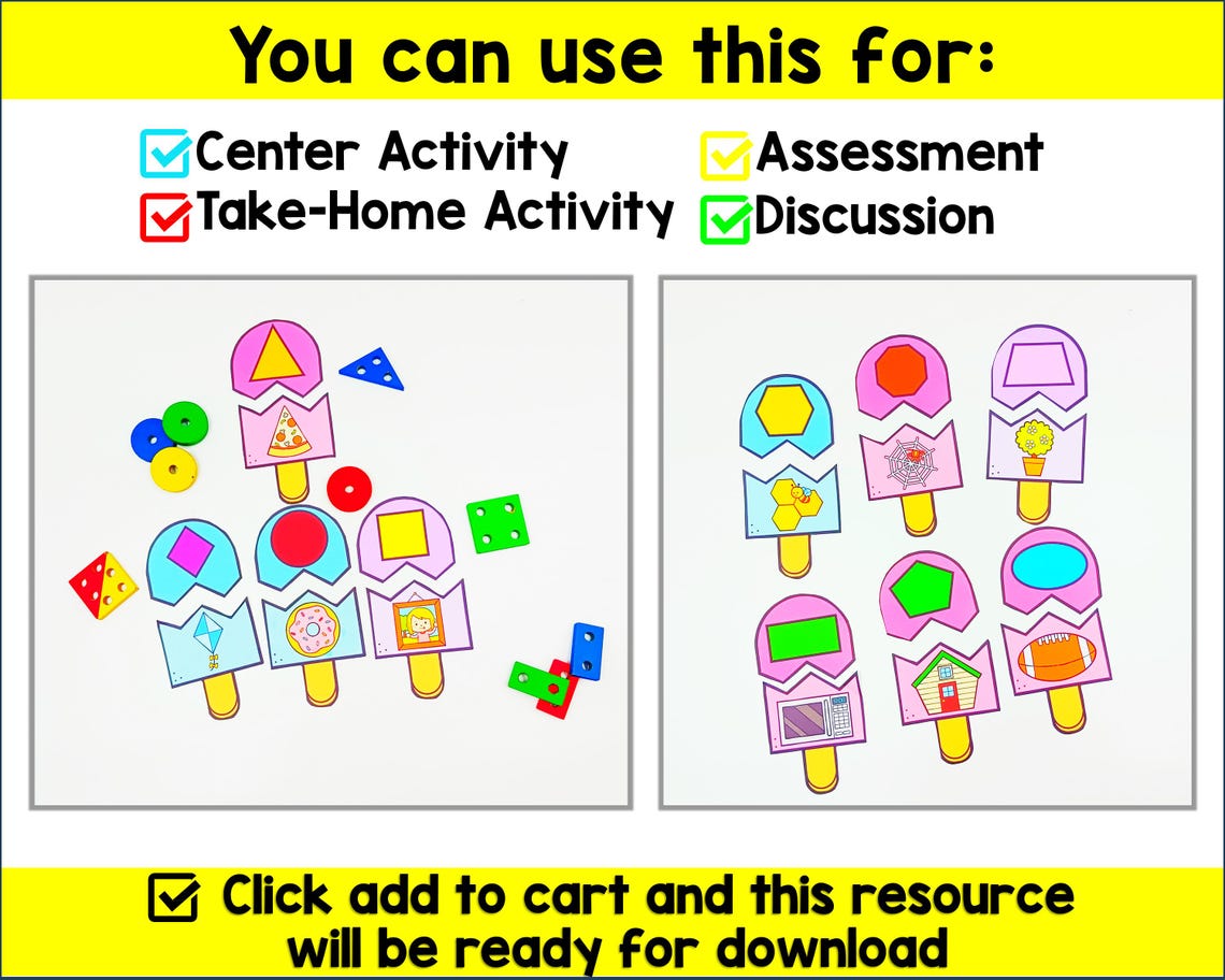 2D Shapes Real Life Objects Puzzle - Etsy