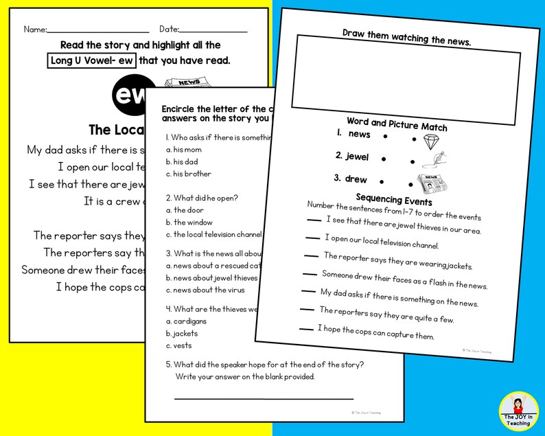 Long Vowel U Reading Comprehension Passage - Etsy