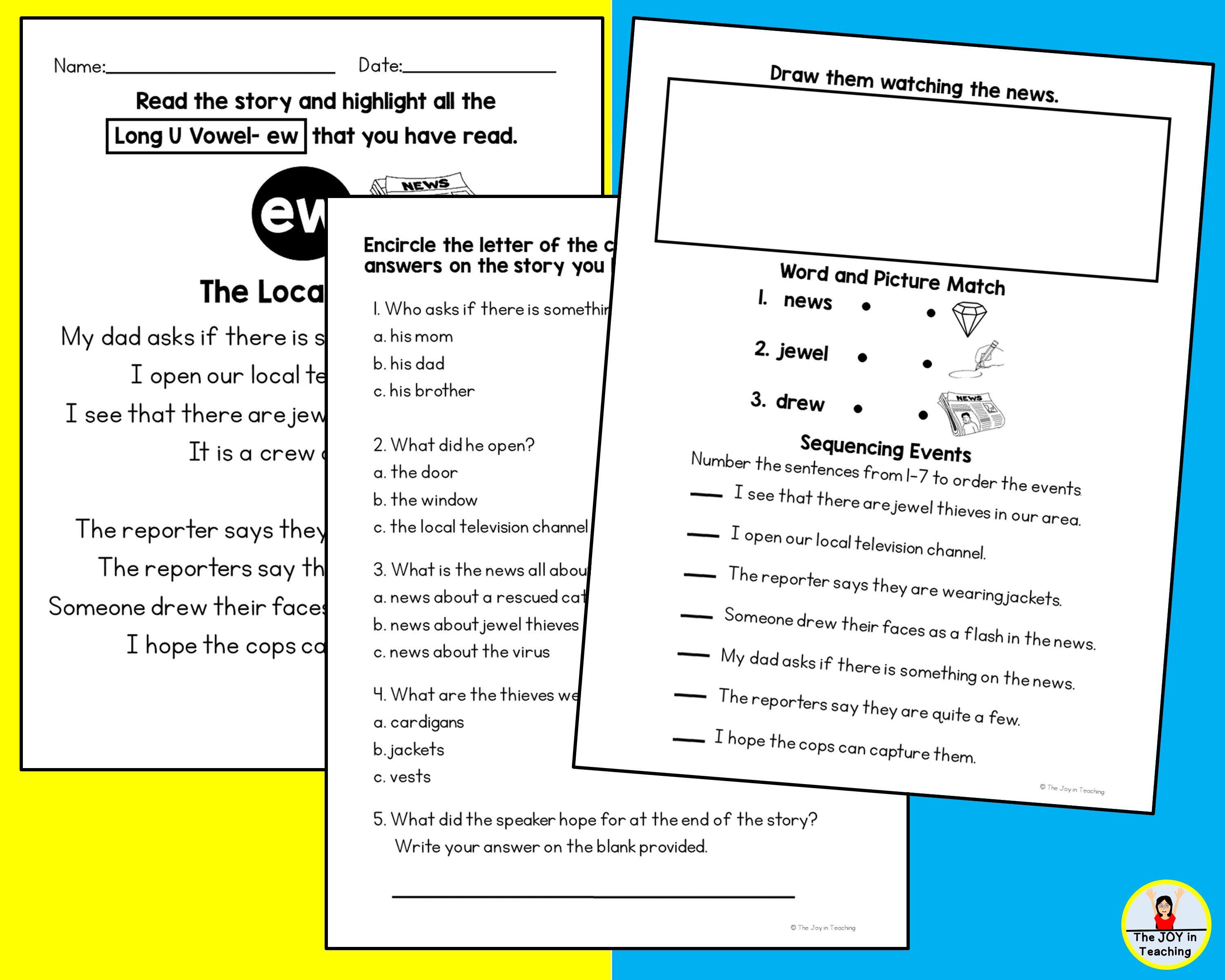 Long Vowel U Reading Comprehension Passage - Etsy