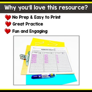 Multiplication Using Array Worksheet - Etsy