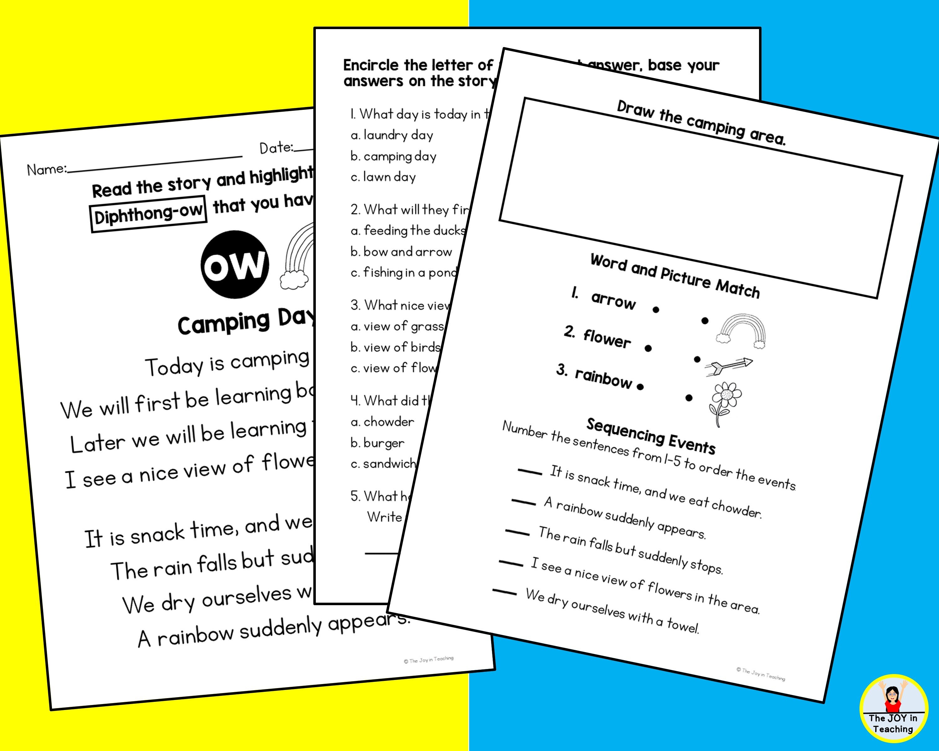 Diphthong Reading Comprehension Passage - Etsy