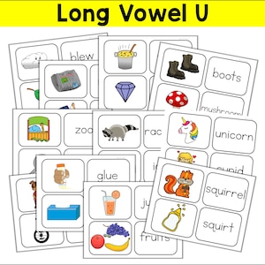 Long Vowel Word and Picture Flashcards - Etsy
