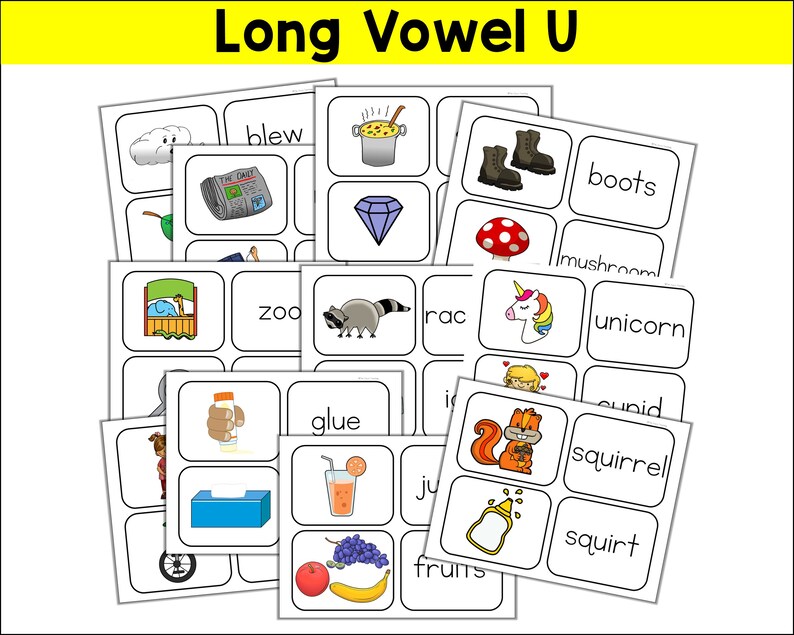 Long Vowel Word and Picture Flashcards - Etsy