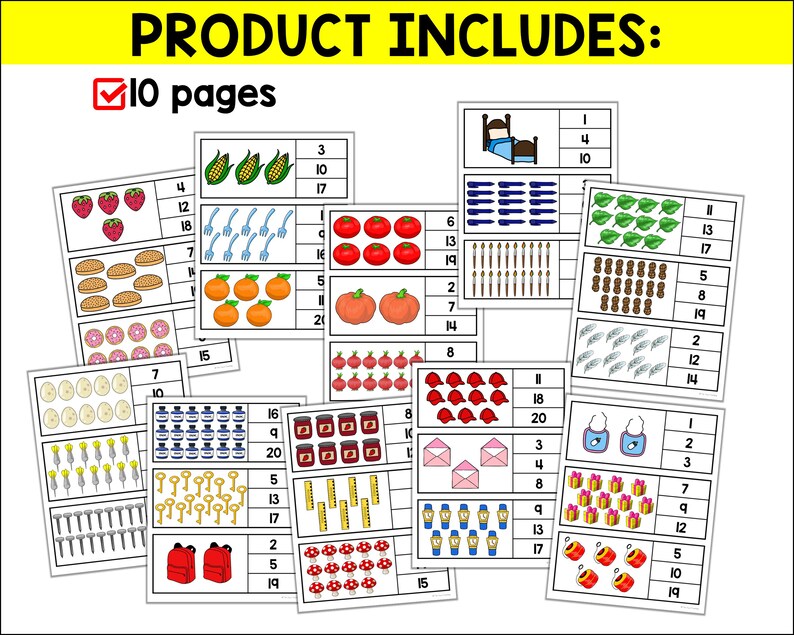 Counting Numbers 1-20 Task Cards - Etsy