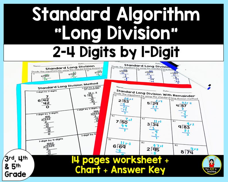 Long Division Worksheet - Etsy