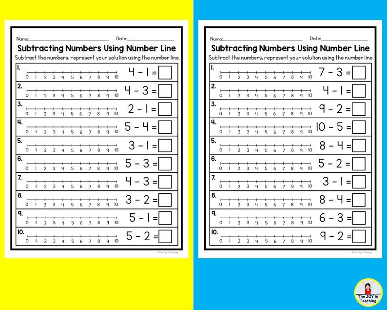 Subtraction Numbers 1-10 Worksheet - Etsy