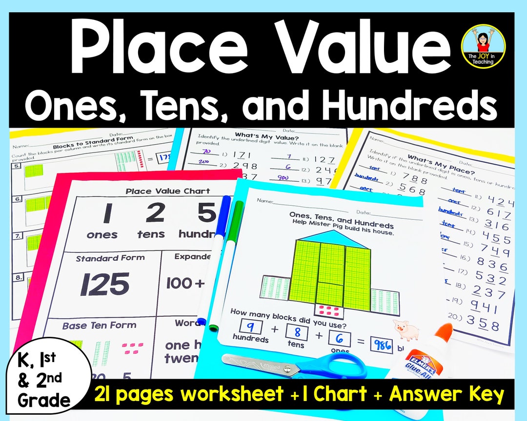 Place Value Ones, Tens, and Hundreds Worksheet - Etsy
