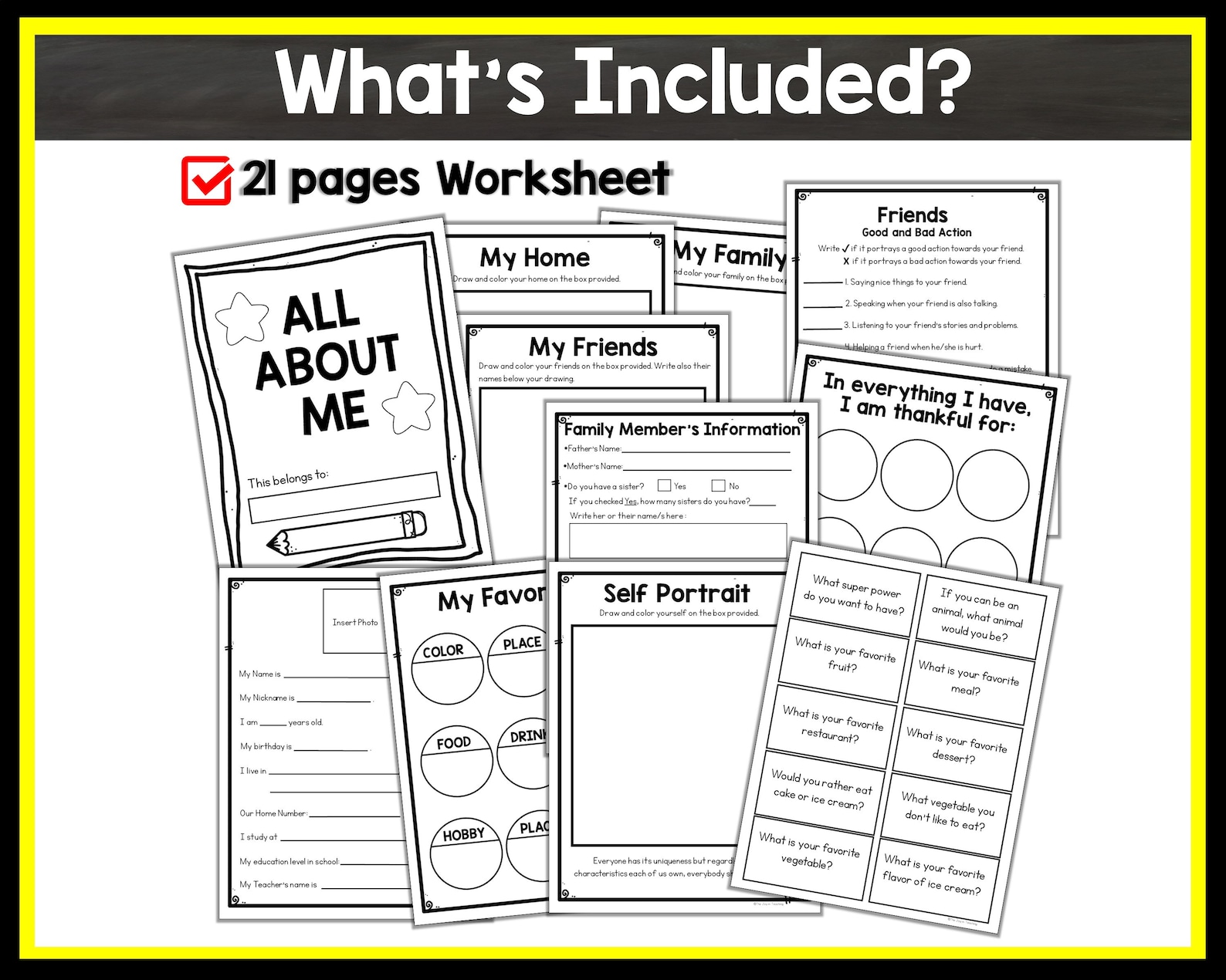 All About Me Activity for Kindergarten and First Grade - Etsy