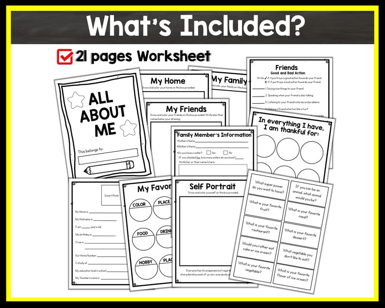 All About Me Activity for Kindergarten and First Grade - Etsy