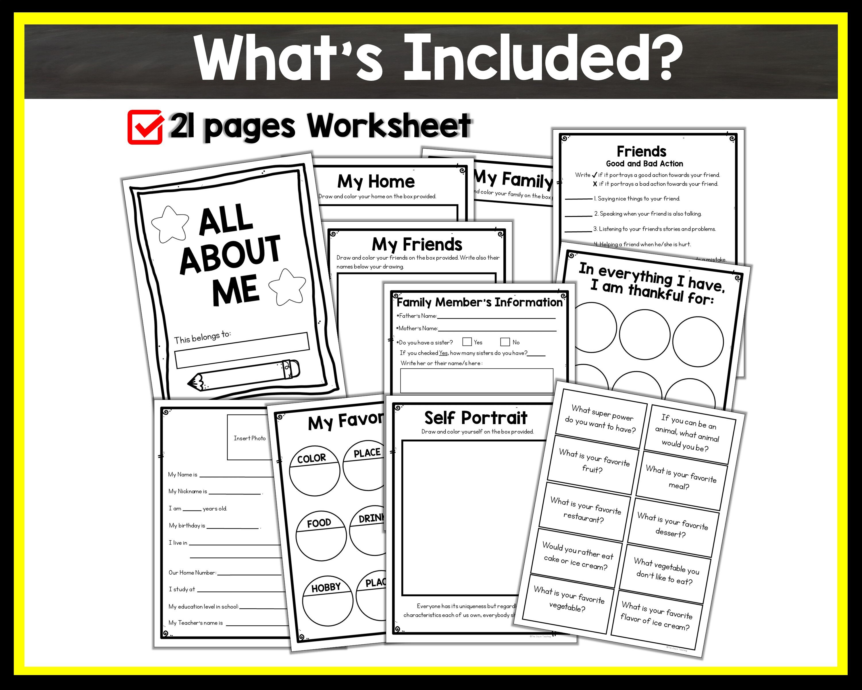 All About Me Activity for Kindergarten and First Grade - Etsy