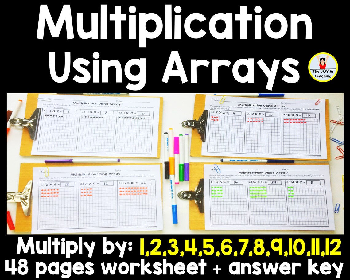 Multiplication Using Array Worksheet - Etsy