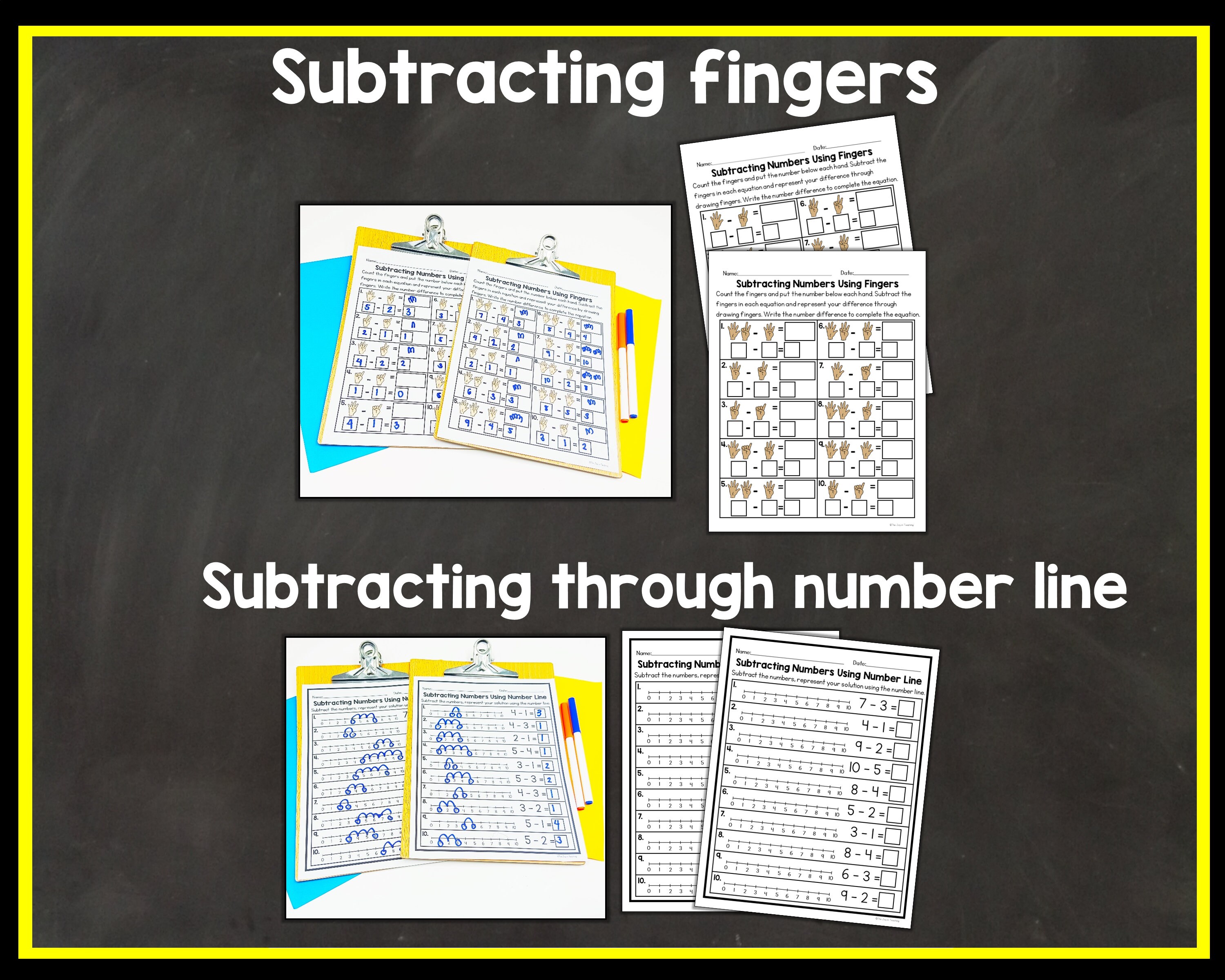 Subtraction Numbers 1-10 Worksheet - Etsy