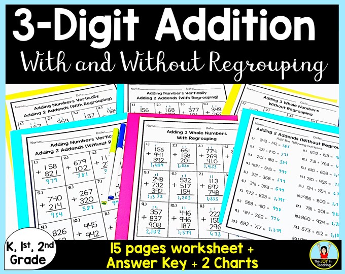 Three Digit Addition Without Regrouping Worksheets - Etsy Canada