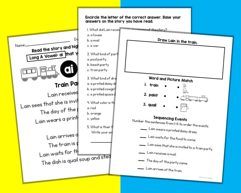 Long Vowel A Reading Comprehension Passage - Etsy