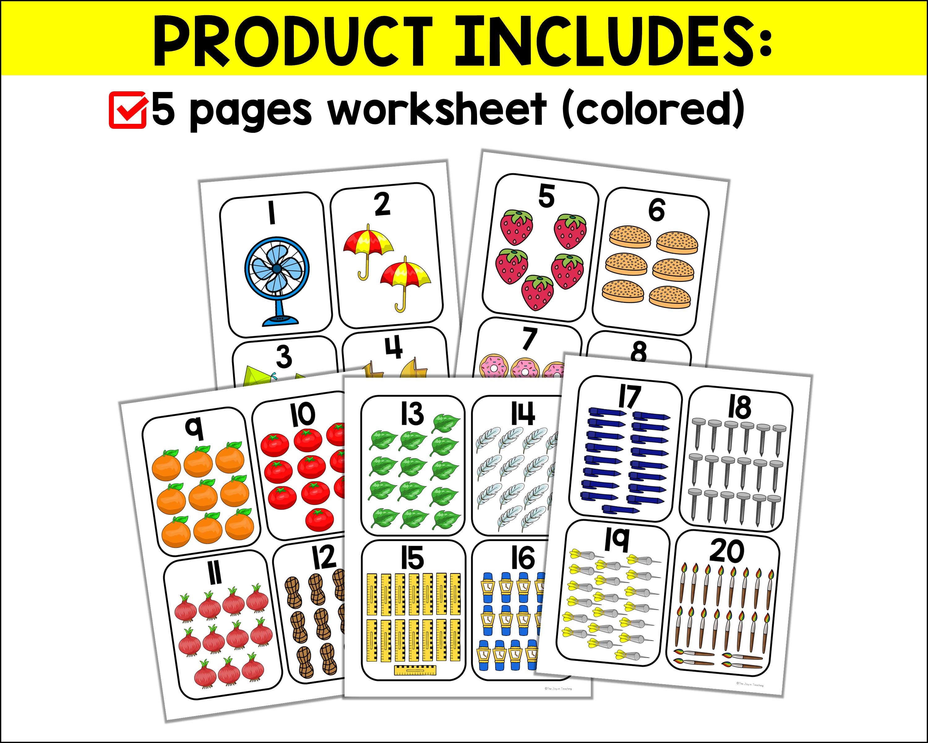 Counting Numbers 1-20 Flashcards - Etsy